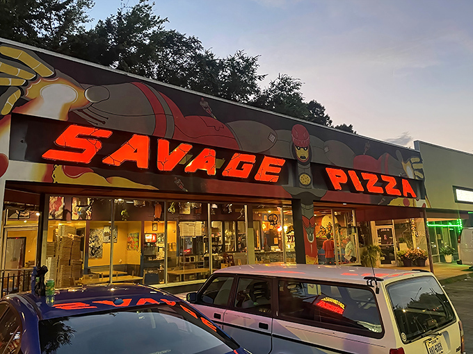 By day, a colorful pizza joint. By night, a beacon for hungry heroes seeking justice in the form of perfect cheese-to-sauce ratios.