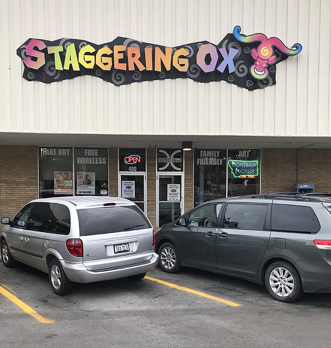 With colors this bold outside, you know the sandwich creations inside are anything but ordinary at Staggering Ox.