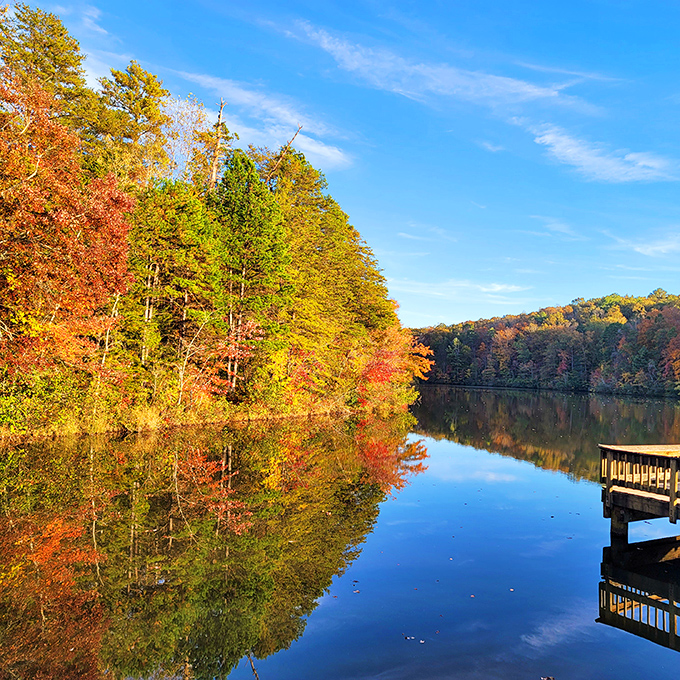 Fall transforms Table Rock State Park into nature's fireworks display, with colors that would make a box of crayons jealous.