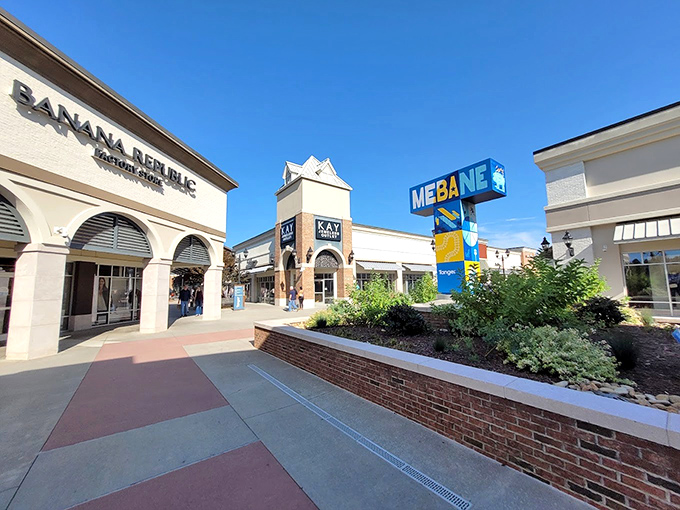 The colorful Mebane sign welcomes you to a world of savings nestled between the Triangle and Triad regions.