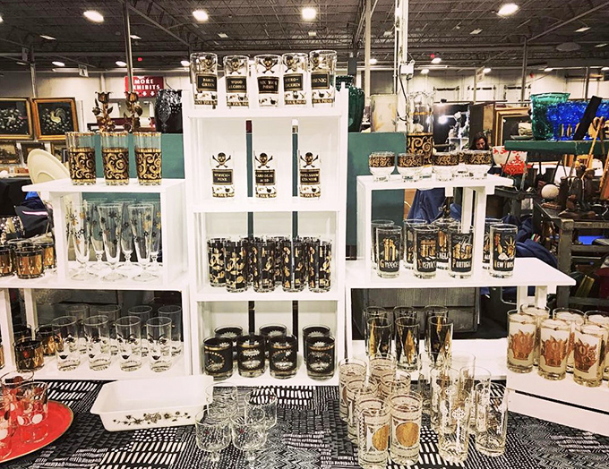 Glassware gleaming under the lights like a cocktail party waiting to happen. Don Draper would approve!