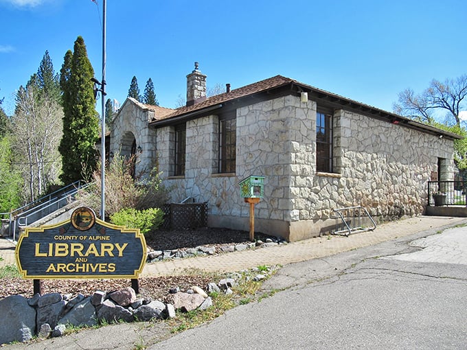 Alpine County's Library and Archives building looks like it was carved from the mountains themselves—a stone sanctuary for book lovers in California's least populated county.