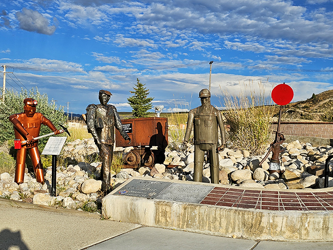 These metal tributes to Anaconda's mining heritage stand as silent sentinels, reminding visitors that copper built this town before affordability made it famous.