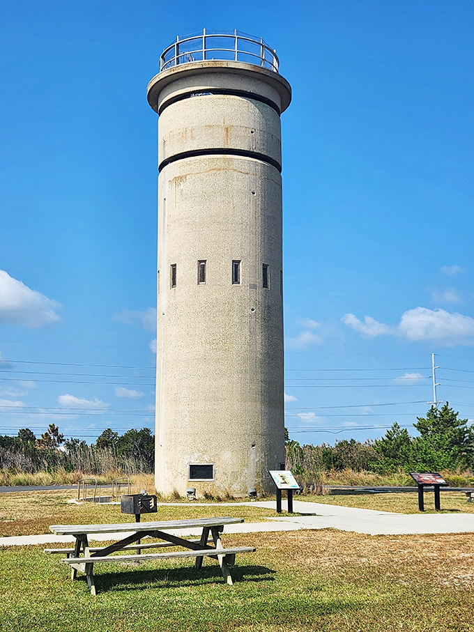 This concrete tower stands as a reminder that even paradise once needed protecting from less peaceful times.