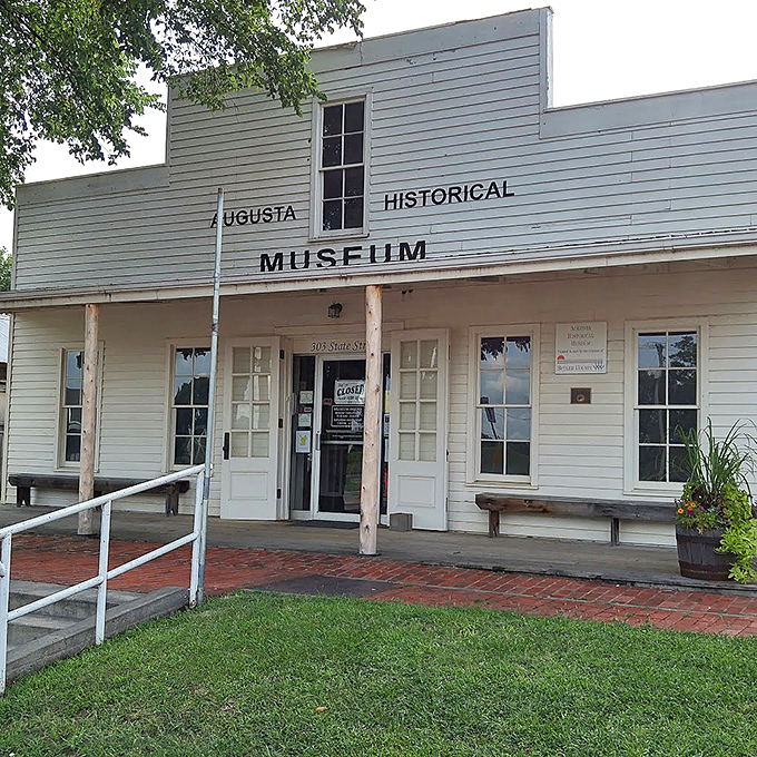 The Augusta Historical Museum looks like it could have been plucked straight from a Western film set&mdash;history preserved in weathered white clapboard.