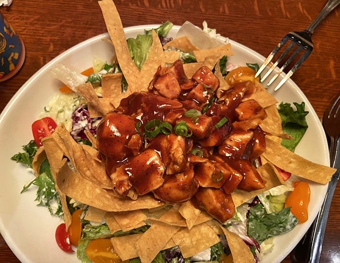 This BBQ chicken salad is what happens when health food and comfort food call a delicious truce on the same plate.