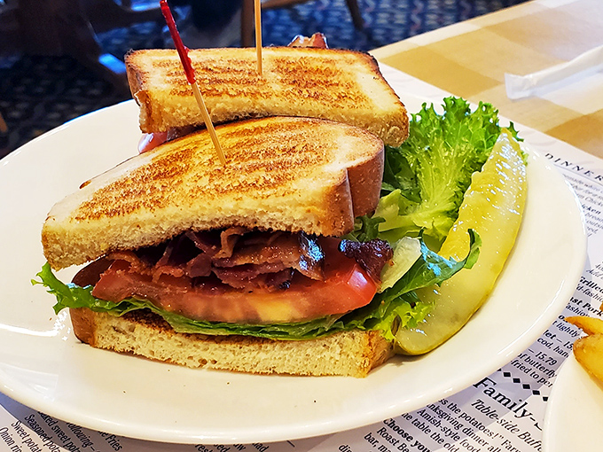 The legendary BLT that launched a thousand road trips. Notice how the bacon refuses to hide inside the sandwich.