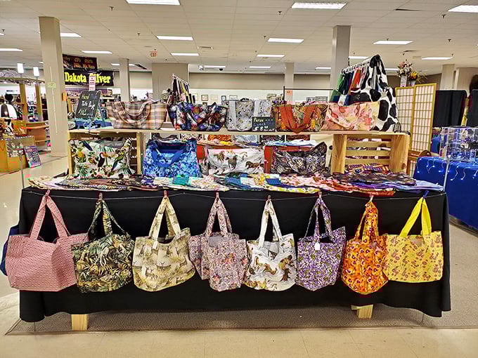 A rainbow explosion of handcrafted bags &ndash; because nobody ever said "I have too many tote bags" and actually meant it.
