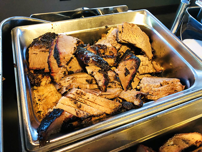 Brisket with that telltale smoke ring&mdash;the barbecue equivalent of a Michelin star. Tender, smoky, and worth every calorie.