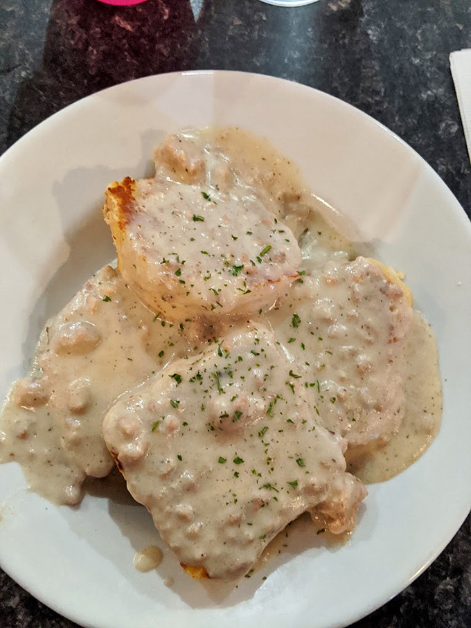 Biscuits swimming in creamy sausage gravy&mdash;comfort food that makes you want to call your mother and thank her for everything.