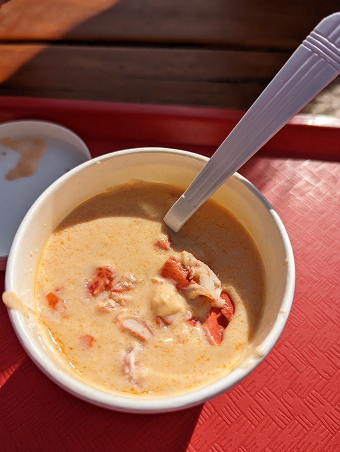 Lobster bisque that's worth breaking any diet for. The kind of soup that makes you close your eyes and momentarily forget your name with each velvety spoonful.