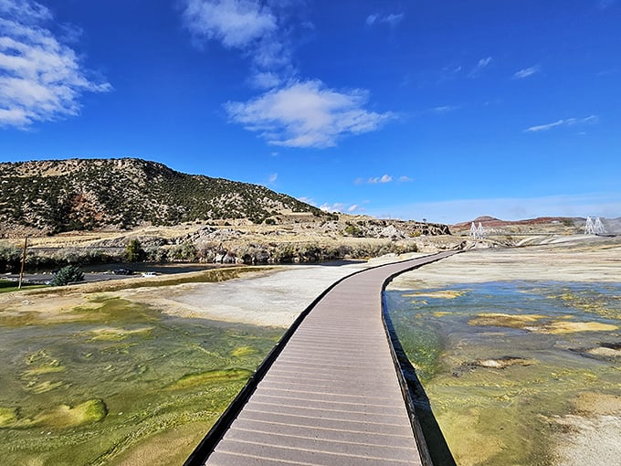 This boardwalk isn't for carnival games and cotton candy &ndash; it's nature's catwalk, showcasing mineral pools that would cost a fortune at any spa.