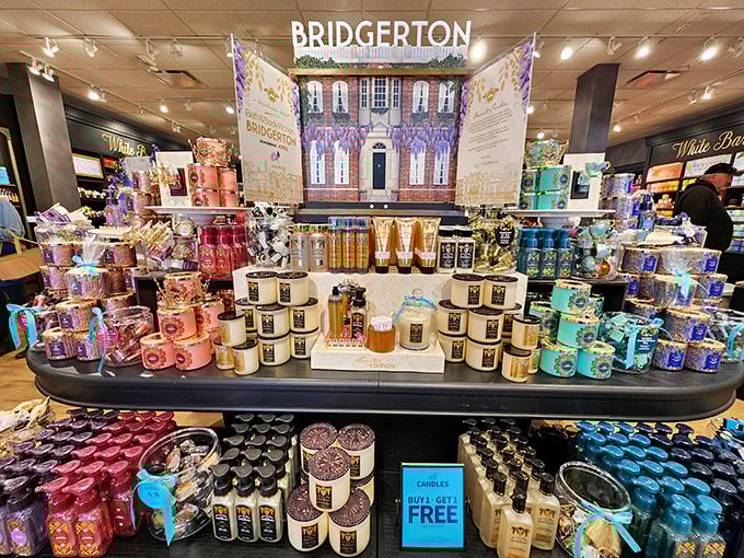 Bath & Body Works' Bridgerton display proves that even outlet shopping can transport you to Regency-era romance.