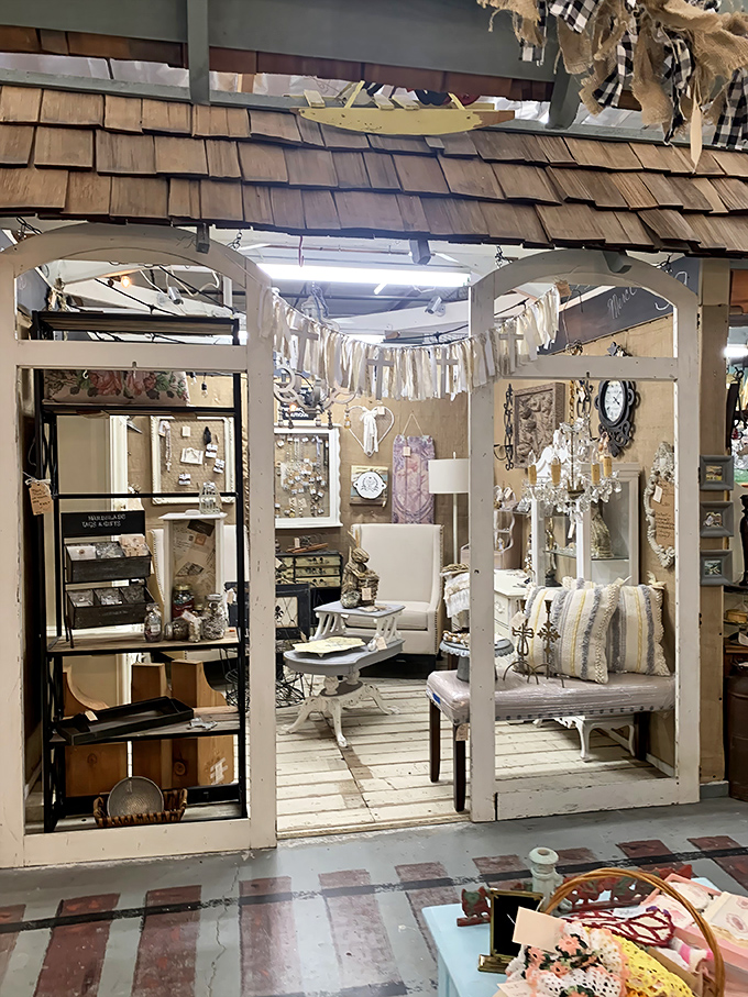 This elegantly styled booth proves that "shabby chic" isn't just a style&mdash;it's a philosophy where everything old becomes new again.