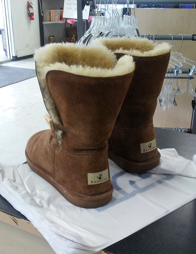 These cozy boots once kept someone else warm through Colorado winters. Now they await their second act in a new home.