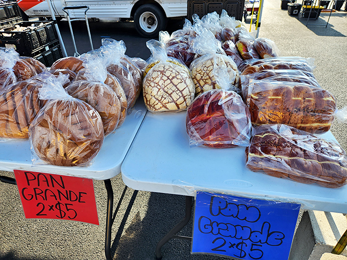 Carb heaven alert! These freshly baked loaves of Pan Grande promise a delicious accompaniment to whatever treasures you take home.