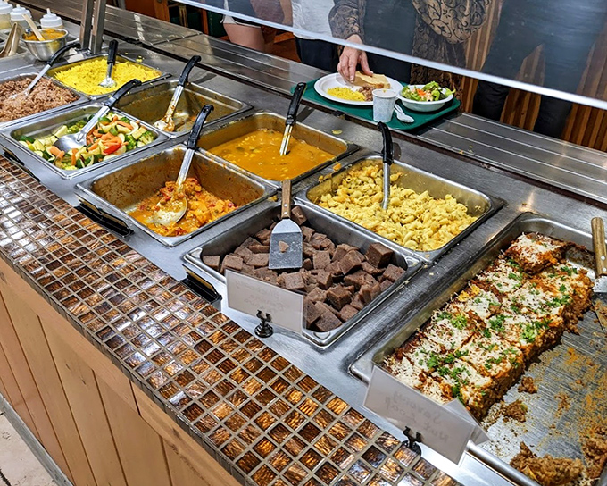 The buffet spread at Govinda's is like a United Nations of vegetarian cuisine, where every country brought their A-game.