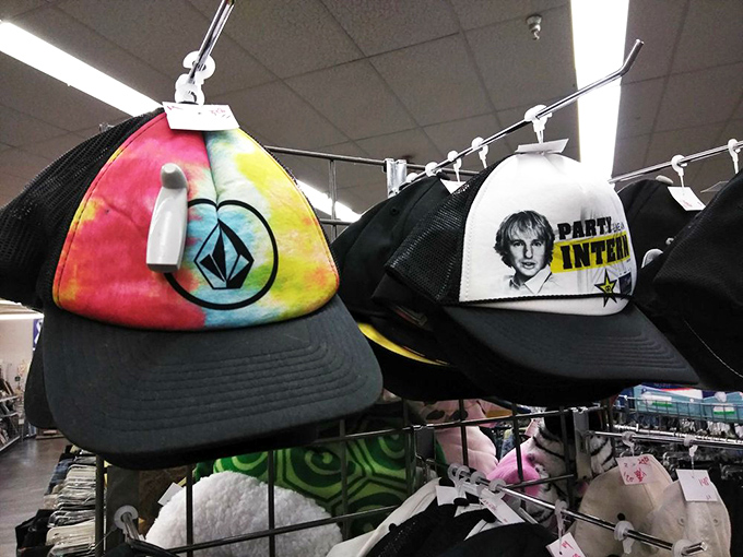 Baseball cap heaven, where vintage logos and forgotten promotions get their second chance at shading someone's eyes from the California sun.