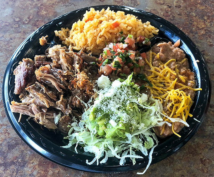 This carnitas plate isn't just food&mdash;it's geography. Each section of the plate is its own delicious country in a united nation of flavor.