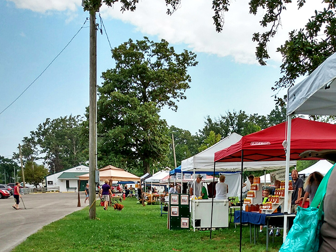 The Farmers' Market transforms an ordinary street into a bustling marketplace where "locally sourced" isn't a trendy phrase but a way of life.