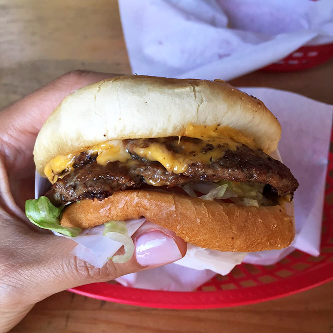The classic cheeseburger in its natural habitat &ndash; simple, unpretentious, and absolutely perfect. This is what fast food chains wish they could create.