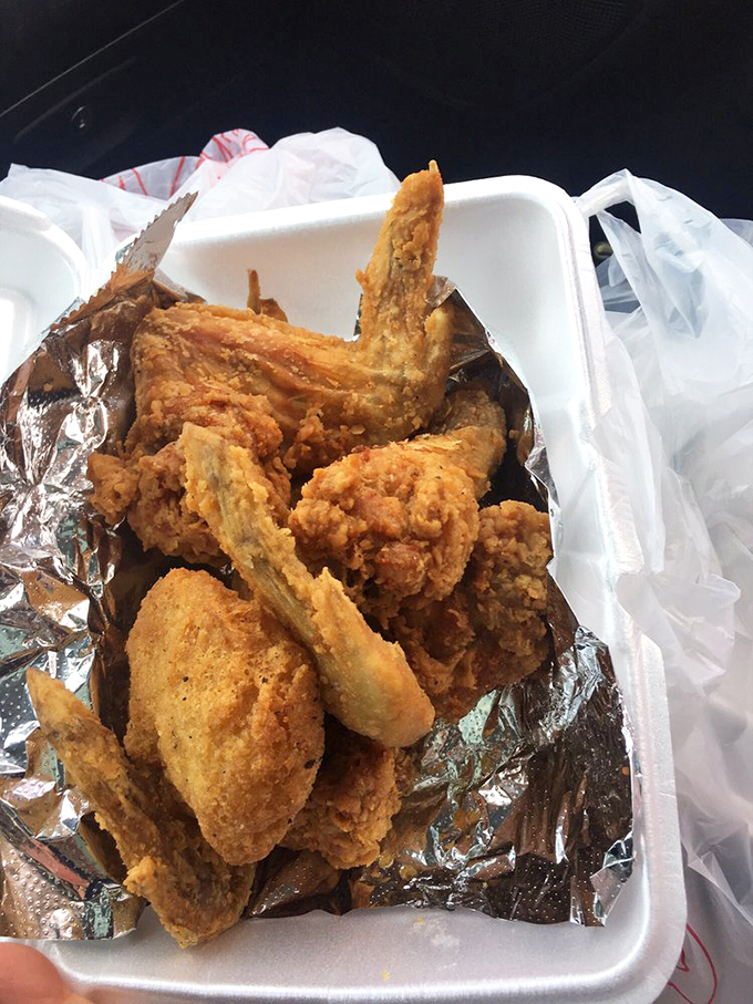 Fried chicken that renders conversation impossible except for the occasional "Mmm" and "Oh my goodness." Crispy, juicy, and worth every napkin.