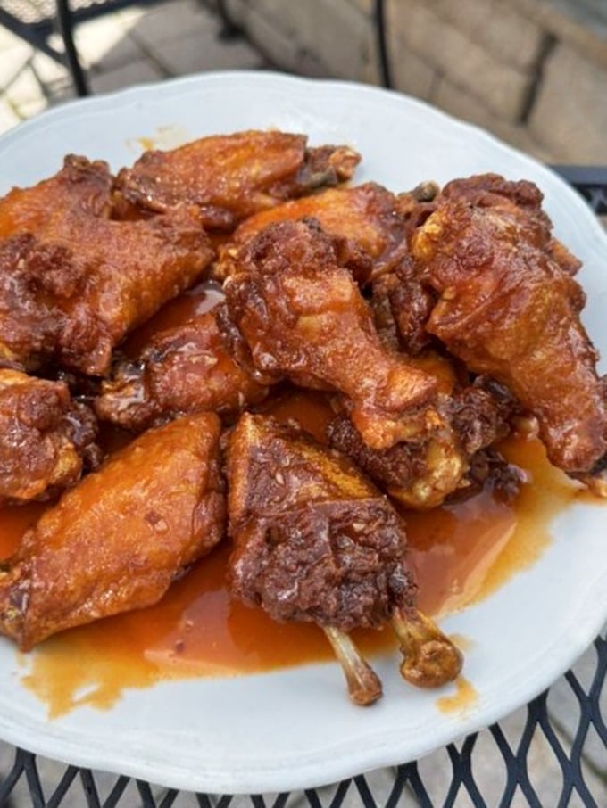Wings that don't need a sporting event as an excuse. These burnished beauties glisten with sauce that will inevitably end up on your shirt&mdash;and you won't care.