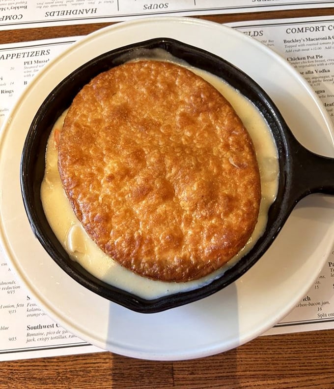 Chicken pot pie reimagined: tender meatballs bathed in creamy sauce alongside perfectly cooked risotto and vegetables that actually taste like vegetables.