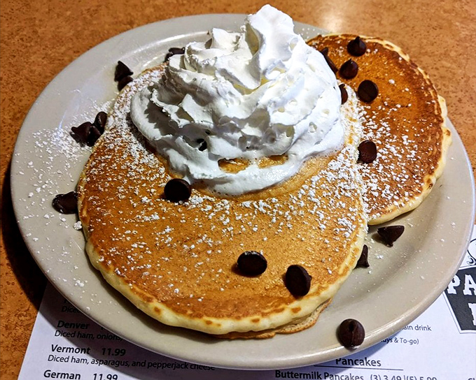 Those chocolate chip pancakes aren't messing around &ndash; each bite delivers cocoa comfort that would make Willy Wonka jealous.