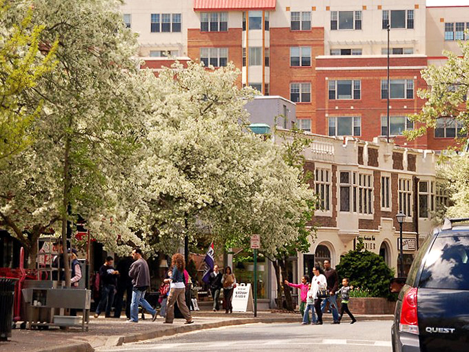 Spring blossoms frame Church Street's pedestrian paradise. When Mother Nature decorates, she doesn't hold back in Montclair.