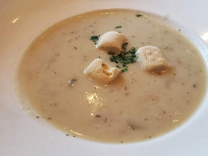 A bowl of clam chowder so creamy and rich it could make a New Englander weep with joy &ndash; those tender chunks of seafood aren't just floating, they're swimming in flavor.