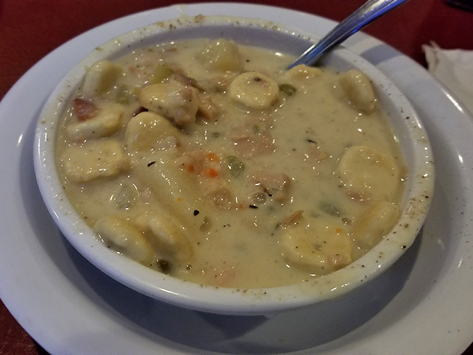A bowl of creamy chowder that could make a New Englander nod in approval. Comfort by the spoonful on a chilly Ohio day.
