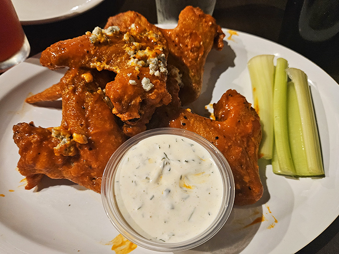 Wings that demand to be photographed before they're devoured. The blue cheese dipping sauce is practically begging for a close-up.