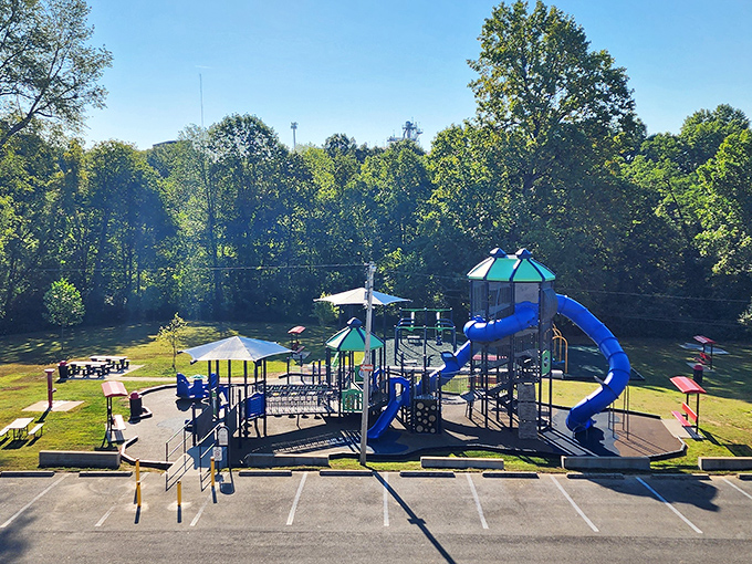 This playground proves Bardstown takes care of its youngest citizens too. Where better to burn off that bourbon ball sugar rush than on those magnificent blue slides?