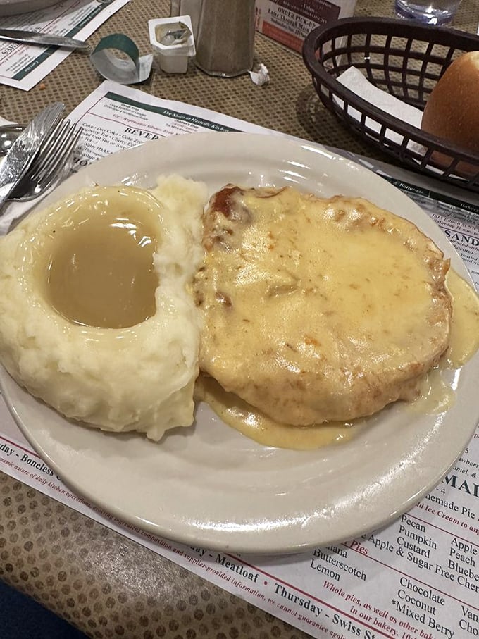 Country fried steak swimming in gravy alongside cloud-like mashed potatoes&mdash;cardiac concern has never tasted so divine.