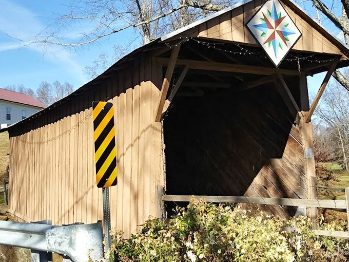 That yellow and black warning sign seems almost comically modern against the timeless wooden craftsmanship, like wearing a digital watch with a Victorian outfit.