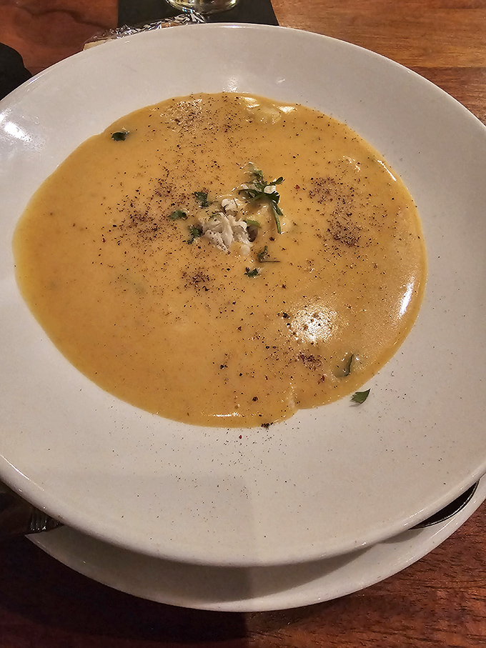 This crab bisque isn't playing around. Velvety, rich, and soul-warming, it's the kind of soup that makes you wonder why you ever bothered with sandwiches.