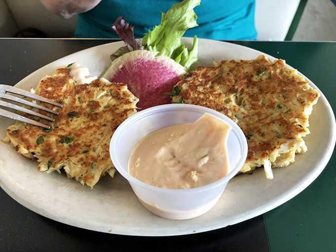 Crab cakes in Indiana? These golden-brown beauties with that house-made sauce prove geography is no match for culinary determination.