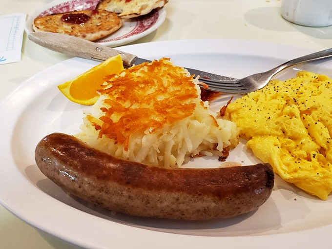 Danish sausage with eggs and those impossibly crispy hash browns&mdash;this is how mornings are supposed to taste.