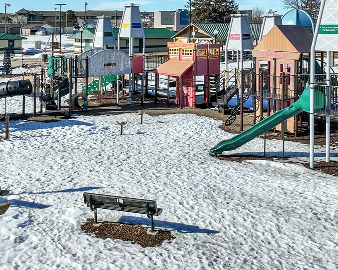 Even in winter, Davidson Park's playground stands ready for the first thaw &ndash; proof that in Williston, family-friendly recreation doesn't hibernate for long.