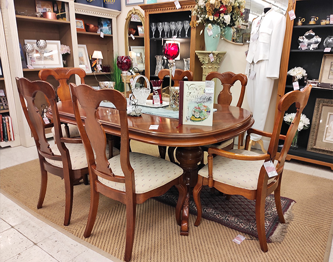 This dining set isn't just furniture&mdash;it's an invitation to imagine Sunday dinners with clinking glasses and laughter that would make Norman Rockwell reach for his paintbrush.