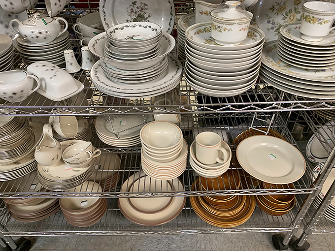 China patterns that once graced fancy dinner tables now waiting patiently for their second act in your dining room.