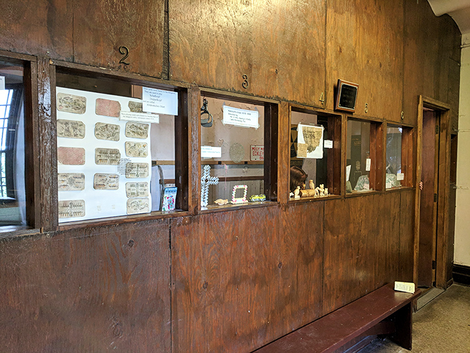 Artifacts of incarceration, neatly displayed like macabre museum pieces. Each item tells a story of life inside these stone walls—none of them bestsellers.