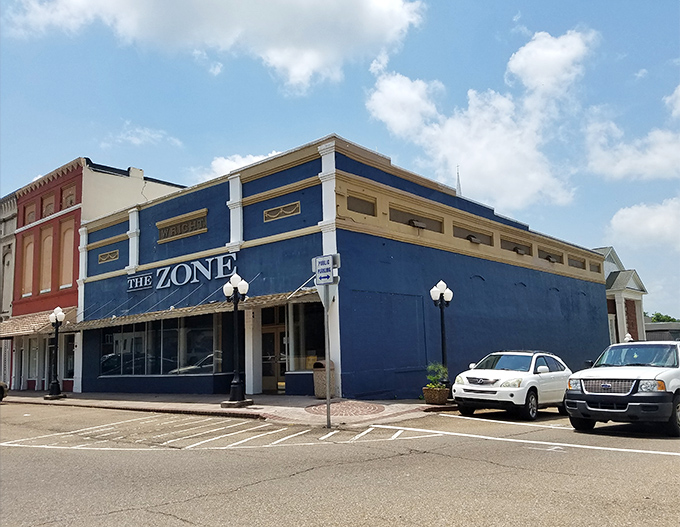 "The Zone" isn't just blue&mdash;it's Huntingdon blue, a shade that somehow perfectly captures the town's cool, unpretentious vibe.