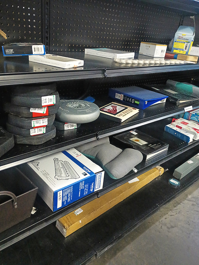 Office supplies and small electronics&mdash;where practical meets nostalgic. That stack of weights might have helped someone's abandoned New Year's resolution, but they could jumpstart yours!