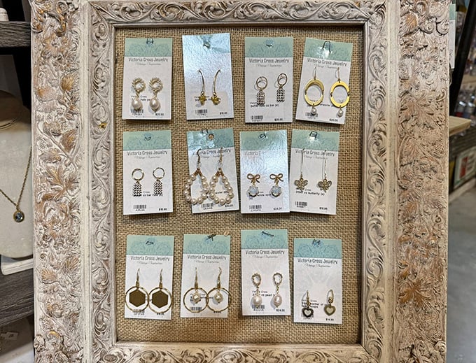 Vintage-inspired jewelry displayed with care. These delicate earrings prove that sometimes the smallest treasures make the biggest statement in your collection.