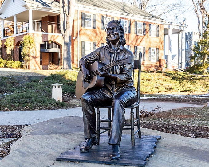 This bronze musician statue celebrates Morganton's rich musical heritage, forever playing a silent melody that speaks volumes about local culture.