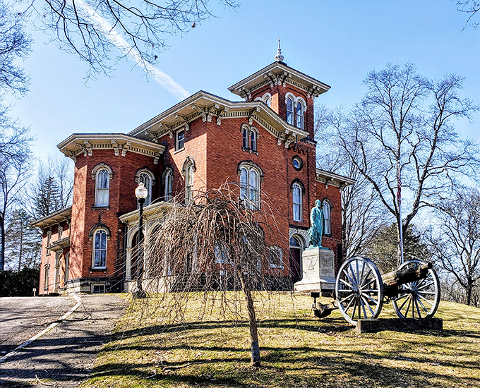 The Fenton History Center stands proud, a Victorian beauty guarding centuries of local stories within its brick walls.
