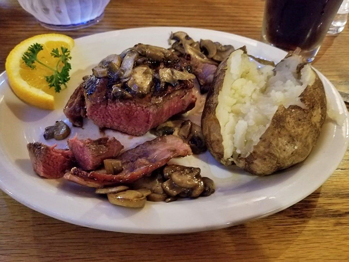 That perfectly seared exterior hiding tender pink perfection inside &ndash; this is steakhouse poetry on a plate.