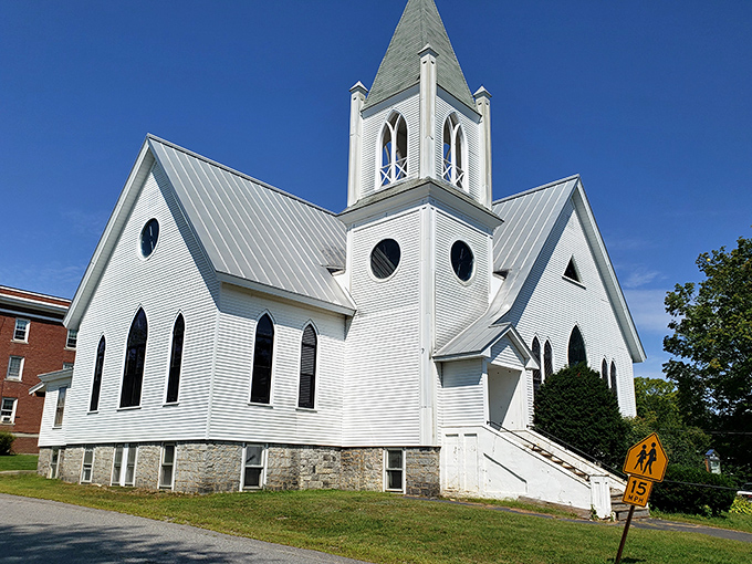 This pristine white church reaches skyward with New England dignity, its steeple a landmark that's guided generations of Pittsfield residents home.